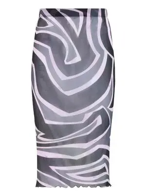 Emilio Pucci Swirl-print Mesh Skirt - Black