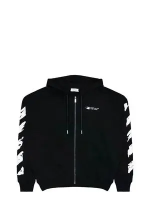 Off-White Arrow-print Zip-up Hoodie - Black