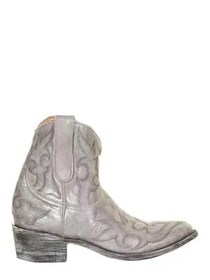 MEXICANA 40mm Metallic Leather Cowboy Boots - Silver