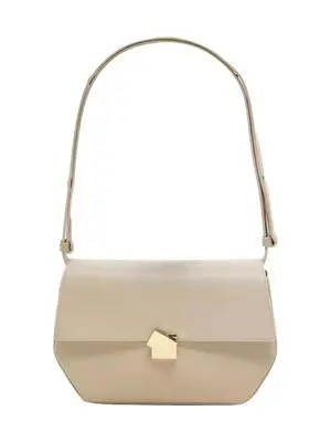 Closed Leather Shoulder Bag - Neutrals