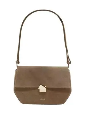Closed Leather Shoulder Bag - Brown