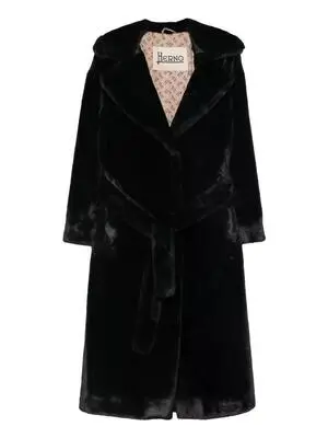 Herno Single-breasted Belted Coat - Black