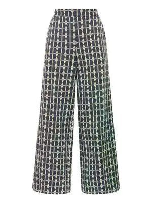 Malìparmi Geometric-pattern Wide-leg Trousers - Grey
