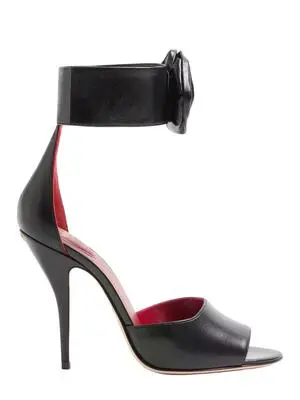 Valentino Garavani 105mm Drip Rose Leather Sandals - Black