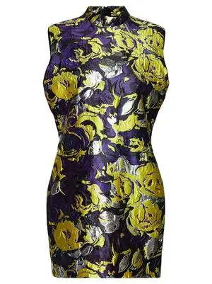 MSGM Brushstroke Floral-print Dress - Yellow