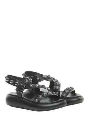 Ash Stud-embellished Flat Sandals - Black
