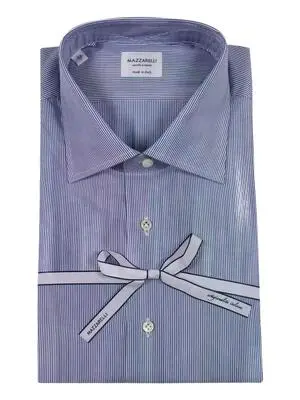 MAZZARELLI Striped Cotton Shirt - Blue