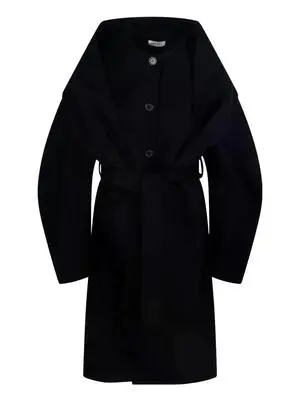 P.a.r.o.s.h Balloon-sleeve Belted Coat - Black