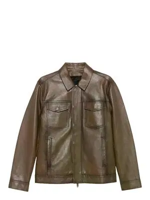 YVES SALOMON Flap-pocket Leather Jacket - Brown