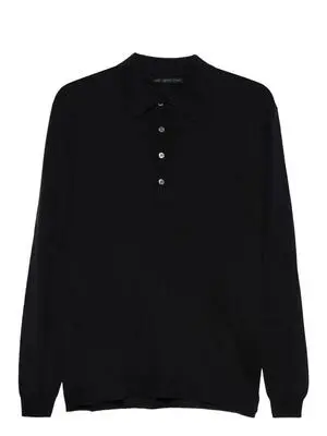 LOW BRAND Long-sleeved Buttoned Polo Shirt - Blue