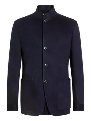Zegna Oasi High-neck Patch-pocket Jacket - Blue