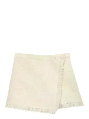 MSGM Tweed Fringed Shorts - Neutrals