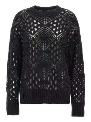MAURIZIO MYKONOS Open-knit Crew-neck Sweater - Black