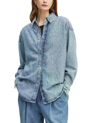 BOSS Crystal-embellished Denim Shirt - Blue