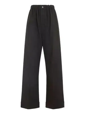 Carven Elasticated-waist Cuffed Straight Trousers - Black