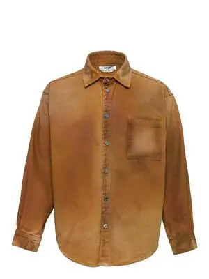 MSGM Button-up Denim Shirt - Brown