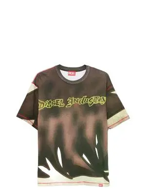 DIESEL® Abstract-print Mesh T-shirt - Brown