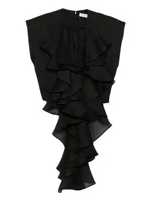 Viktor & Rolf Layered-ruffle Silk Top - Black