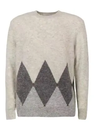 BALLANTYNE Diamond-pattern Crew-neck Sweater - Neutrals