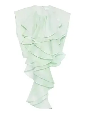 Viktor & Rolf Layered-ruffle Silk Top - Green