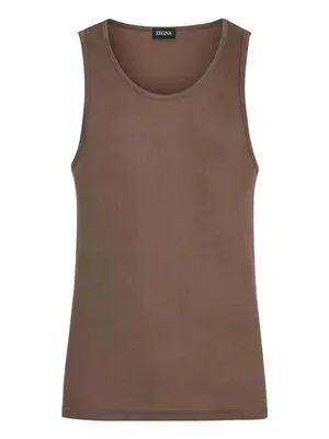 Zegna Ribbed Cotton-blend Tank Top - Brown
