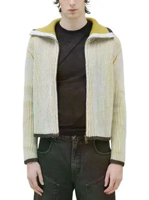 Eckhaus Latta Ribbed-knit Zip-up Cardigan - Yellow