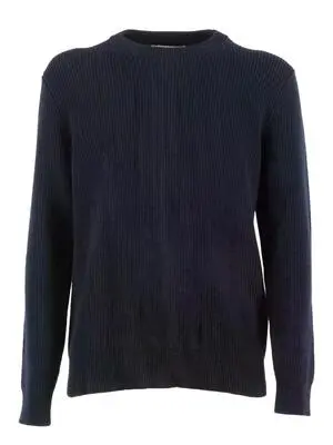 BALLANTYNE Round-neck Ribbed Sweater - Blue