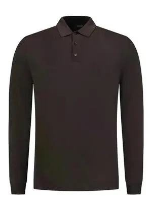 ZANONE Long-sleeved Wool Polo Shirt - Brown