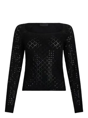 Liu Jo Sequin-embellished Square-neck Sweater - Black