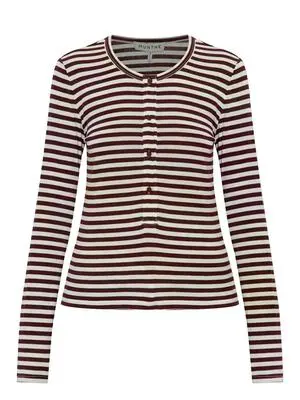 Munthe Striped Buttoned Long-sleeved T-shirt - Black