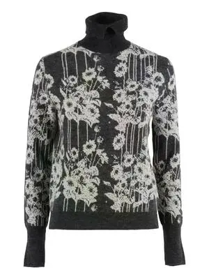 BALLANTYNE Floral-print Turtleneck Sweater - Black