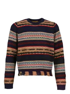 Guest In Residence Striped Fringed Sweater - Blue