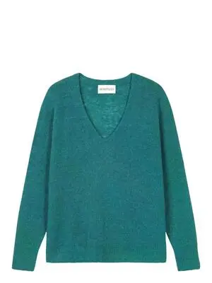 Eric Bompard V-neck Ribbed Sweater - Green