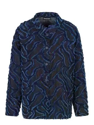 Emporio Armani Frayed-pattern Jacket - Blue