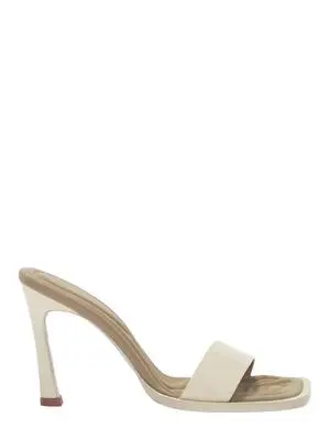 Attico Leather Heeled Mules - White