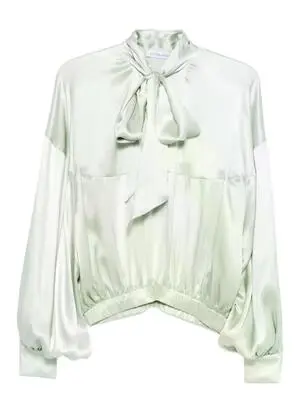 Viktor & Rolf Bow-detail Balloon-sleeve Silk Blouse - Green