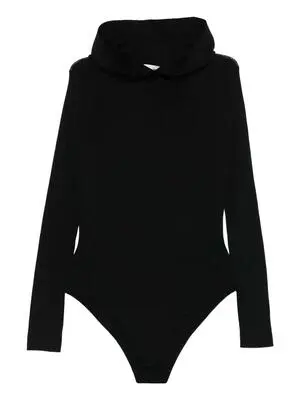 P.a.r.o.s.h Hooded Ribbed Bodysuit - Black