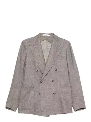 Tagliatore Double-breasted Textured Jacket - Grey