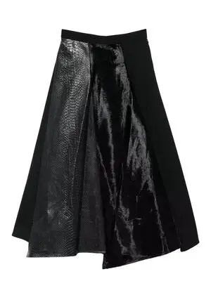 Junya Watanabe Snakeskin-velvet Panel Skirt - Black