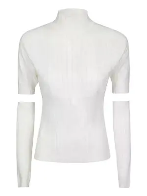 HINNOMINATE Ribbed Mock-neck Sweater - White