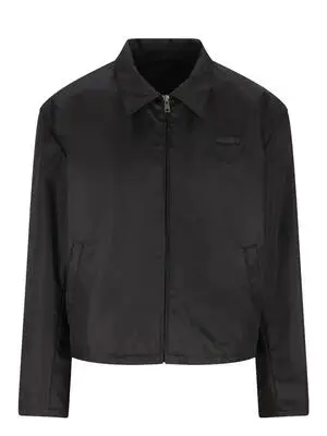 Prada Logo-plaque Cropped Jacket - Black
