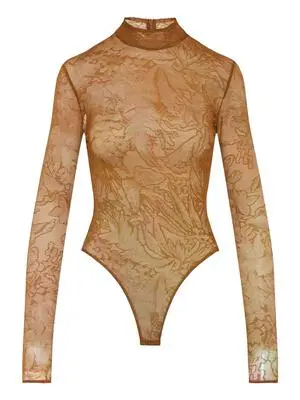 David Koma Floral-lace Bodysuit - Brown