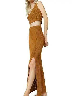 TWINSET Open-knit Sleeveless Crop Top - Brown