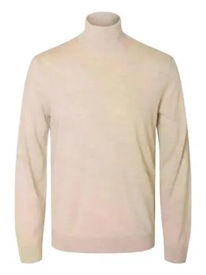 SELECTED Turtleneck Merino Wool Sweater - Neutrals