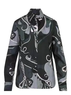 Emilio Pucci Abstract-print Silk Shirt - Black
