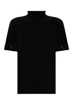 TWINSET Embellished Mock-neck T-shirt - Black