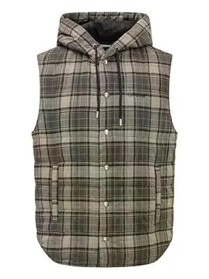 Off-White Hooded Plaid Vest - Grey