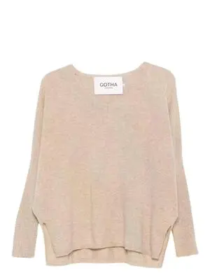 GOTHA V-neck Long-sleeve Sweater - Neutrals