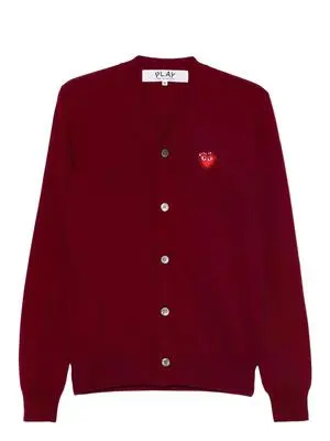 Play Comme Des Garcon Logo-patch Cardigan - Red