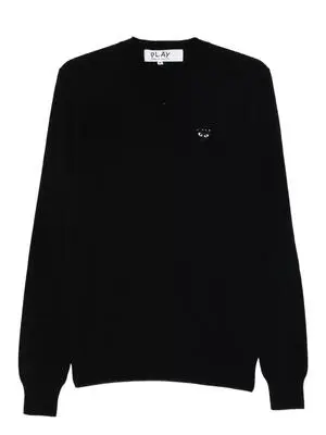 Play Comme Des Garcon Logo-patch Sweater - Black